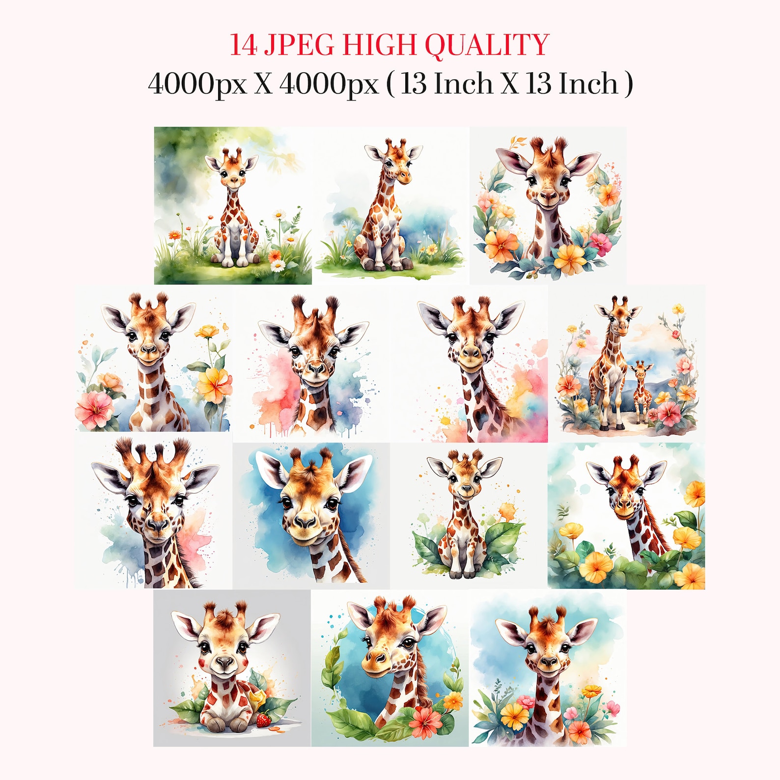 Cute Giraffe Watercolor Clipart Giraffe Head - Etsy