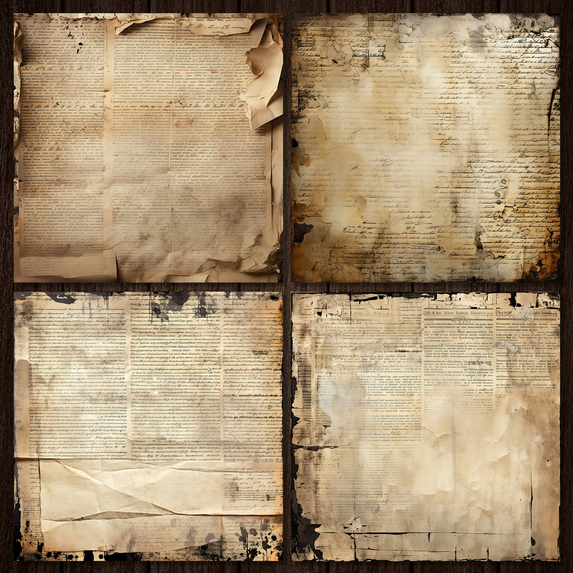 Old Newspaper Textures Printable, Old Paper, Digital Papers, Grunge ...
