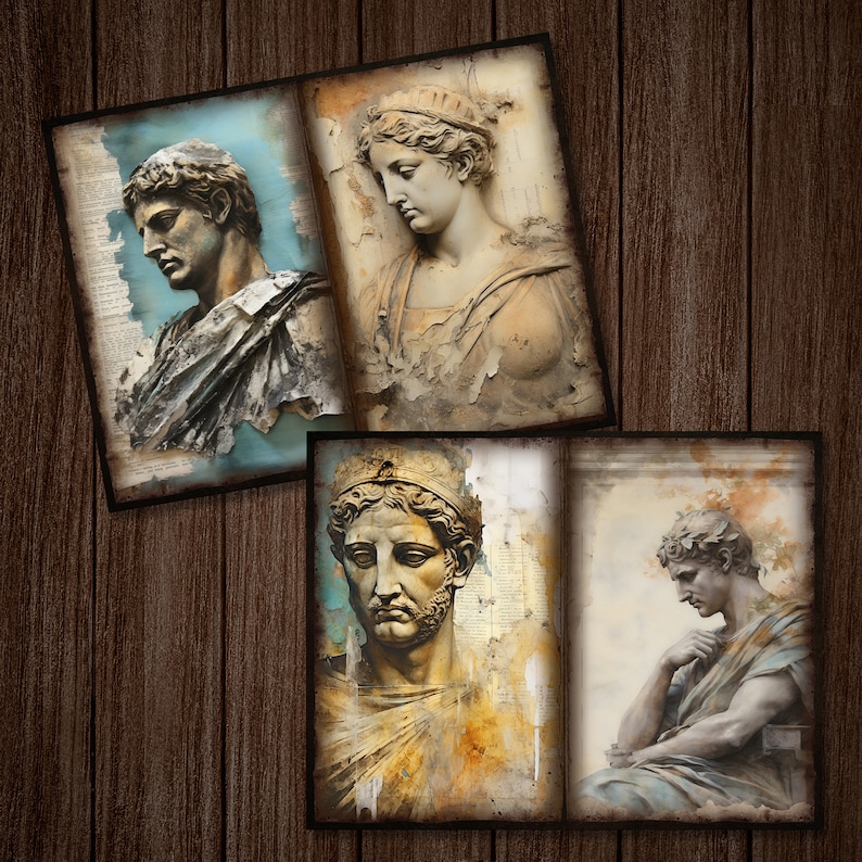 Greek Statue Junk Journal Page, Greek Mytology, Ancient Statue, Ancient ...