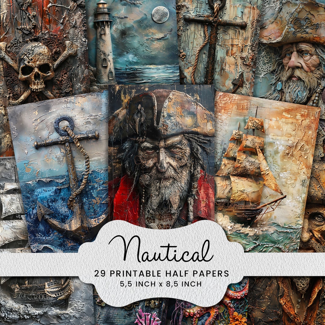 Old Pirates Junk Journal Single Pages, Nautical Junk Journal, Old ...