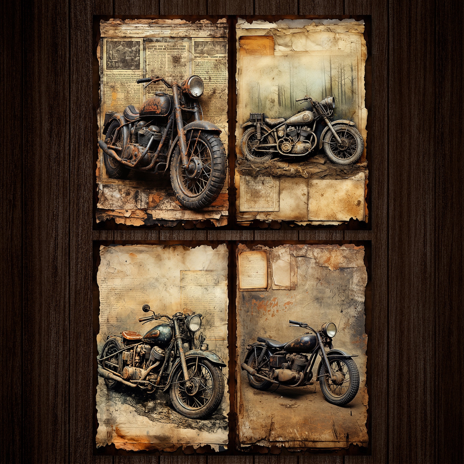 Old Classic Motorcycle Junk Journal Page, Classic Motorcycle, Old ...