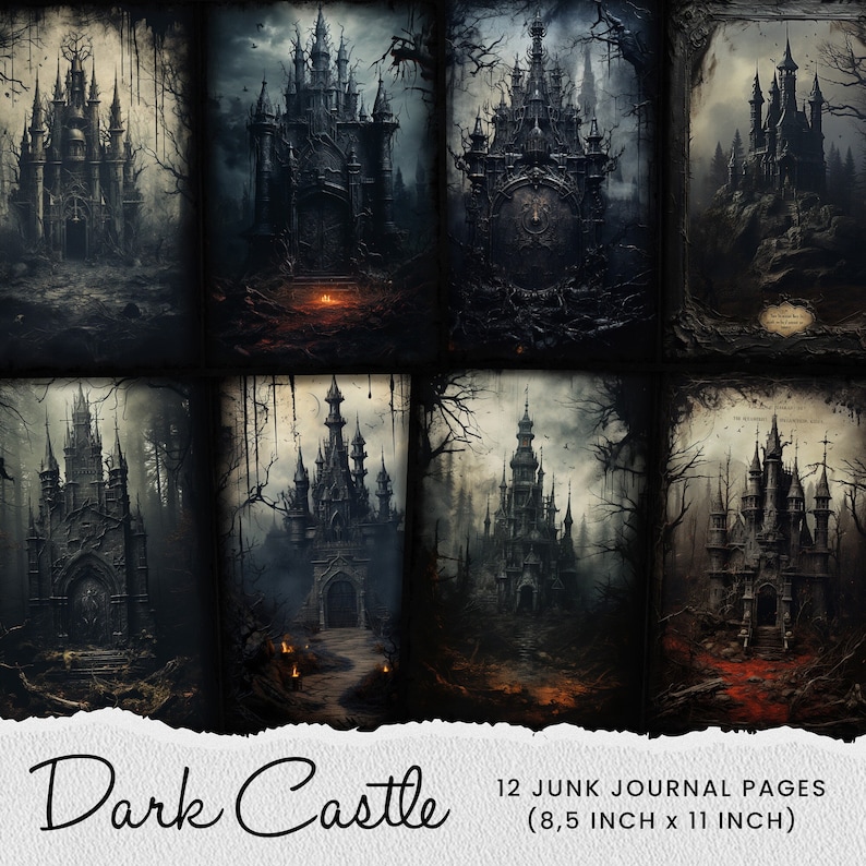 Dark Gothic Castle Junk Journal Pages, Gothic Castle Journal Scrap ...
