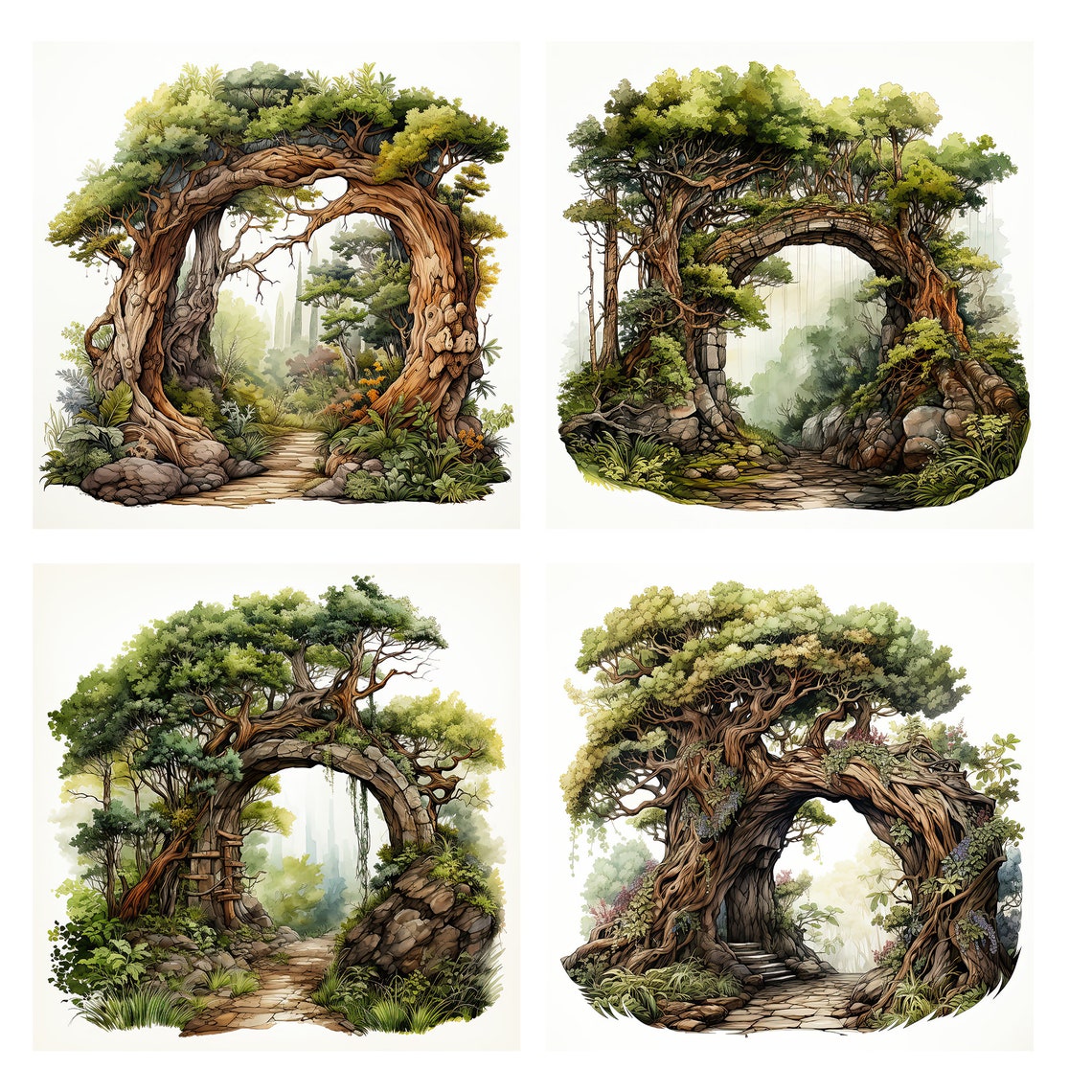 Forest Arches Watercolor, 24 Watercolor Arches Forest, Tree Arches ...