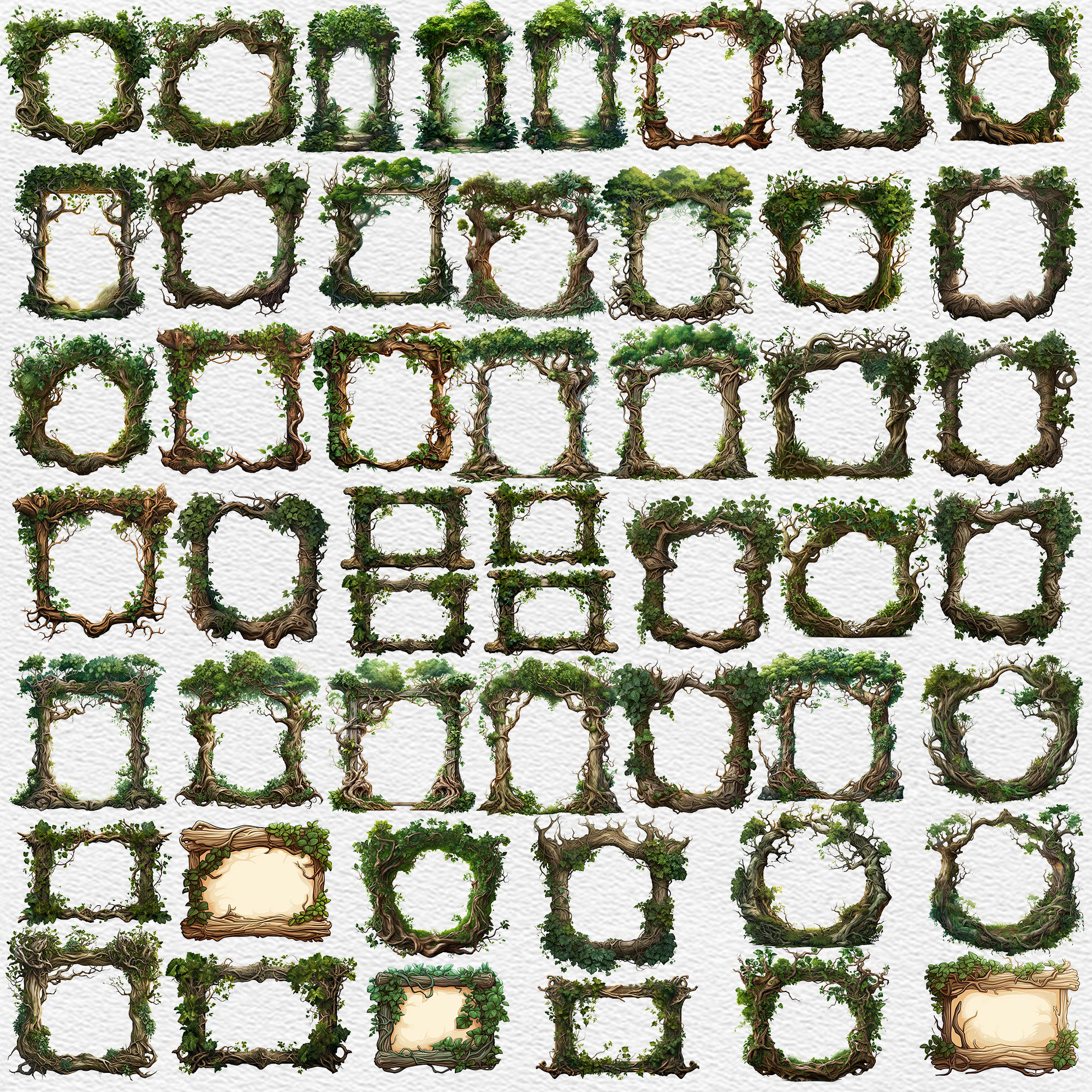 Forest Frame Clipart, 310 Floral Frame, Forest Watercolor, Roots Forest ...