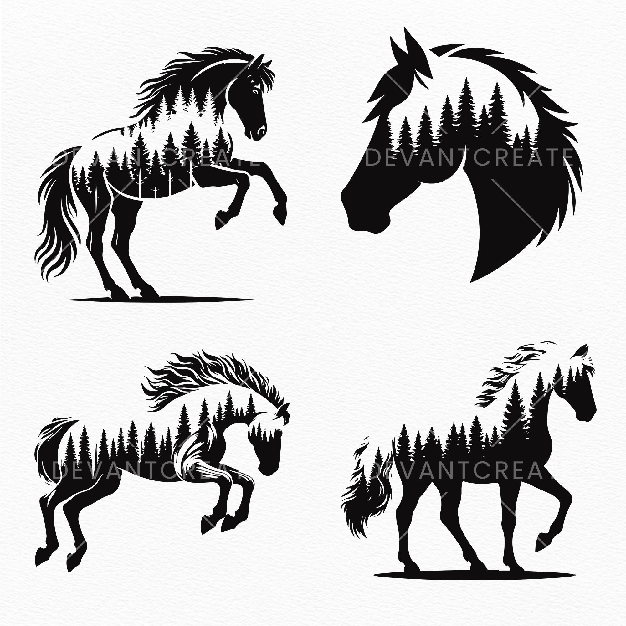 Horse Forest SVG, Horse Head Svg, Horse Tree Svg, Horse Forest ...