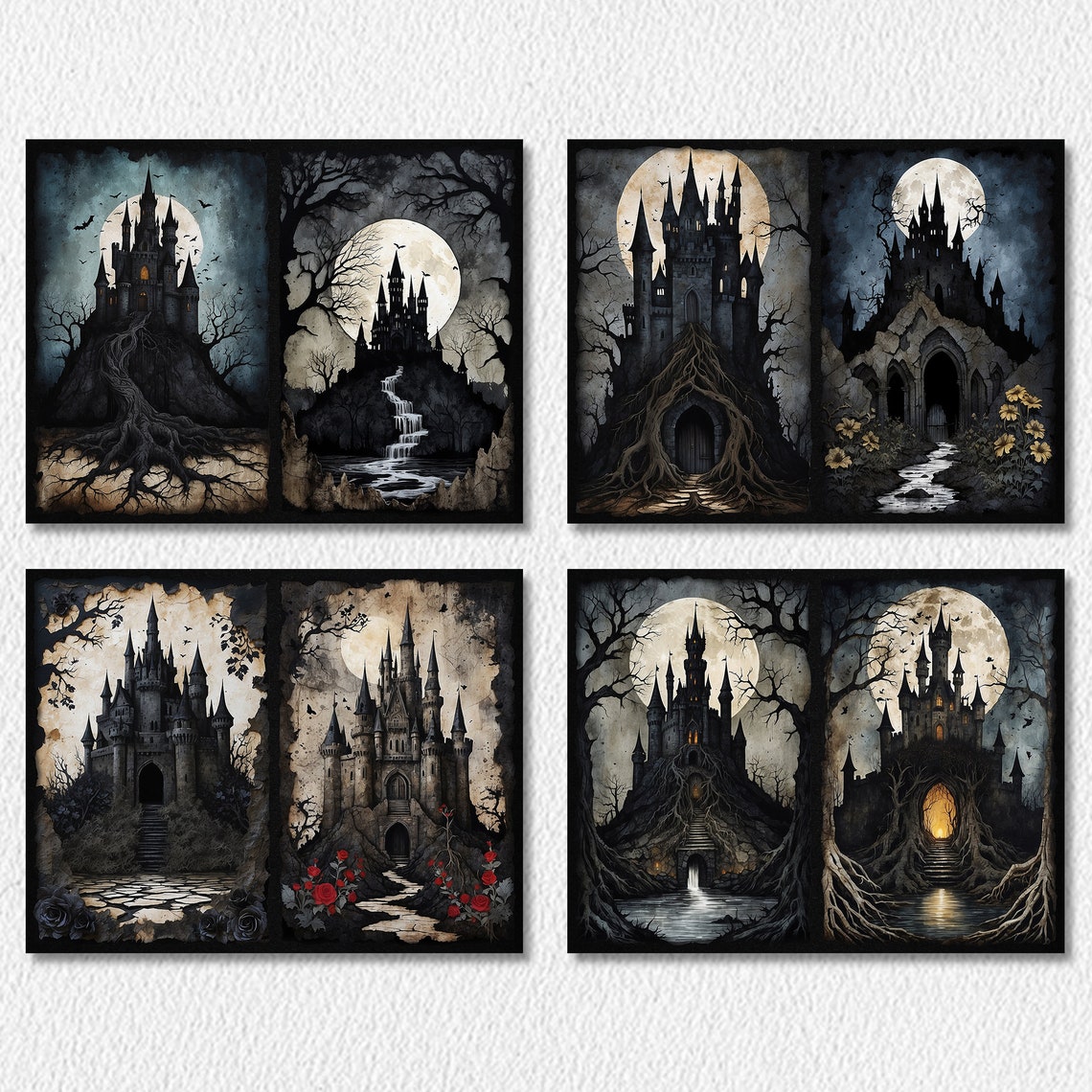 Dark Gothic Castle Junk Journal Pages: Collage Paper (digital Download ...