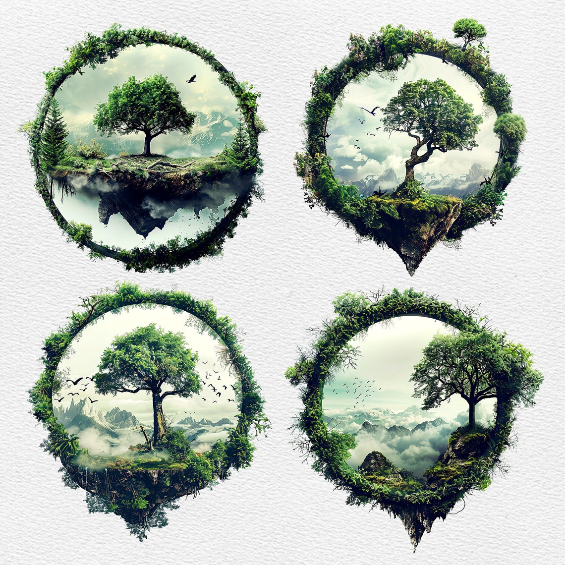 Nature Trees, 21 Circle Tree Clipart, Nature Scenery Clipart, Enchanted ...