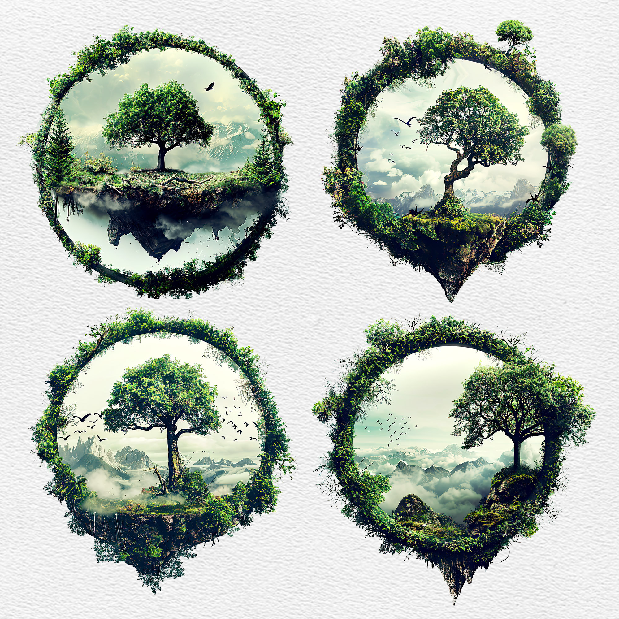Nature Trees, 21 Circle Tree Clipart, Nature Scenery Clipart, Enchanted ...
