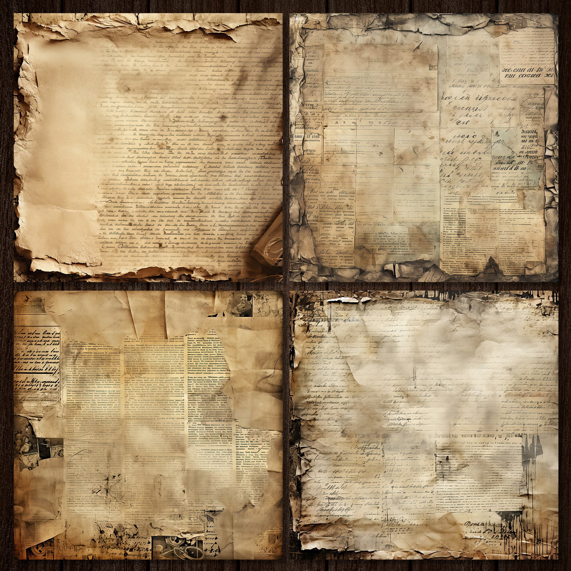 Old Newspaper Textures Printable, Old Paper, Digital Papers, Grunge ...
