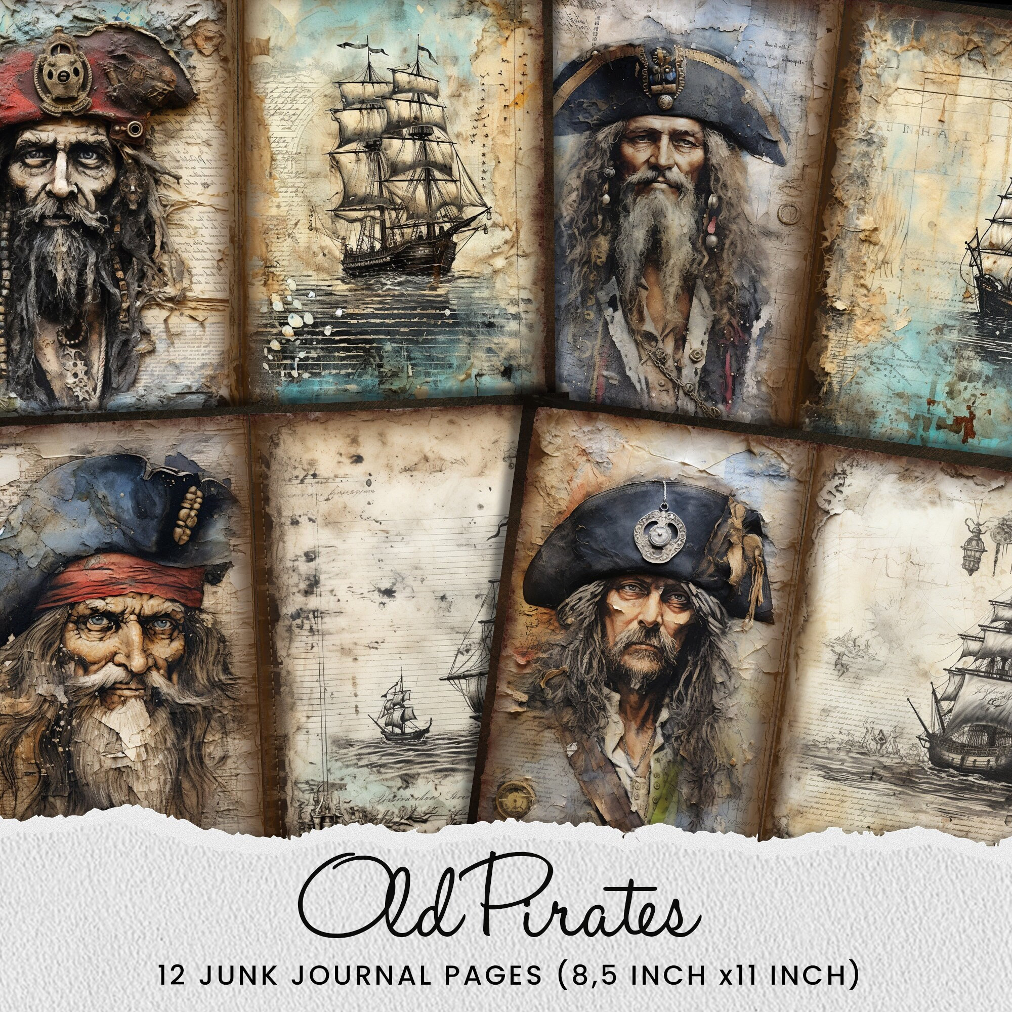 Old Pirates Junk Journal Pages, Nautical Junk Journal, Old Pirates Ship ...