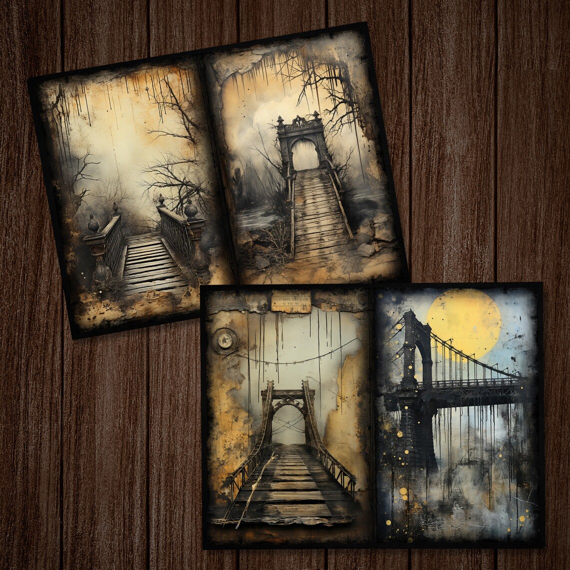 Creepy Wooden Bridge Junk Journal Pages: Gothic Digital Paper (digital ...