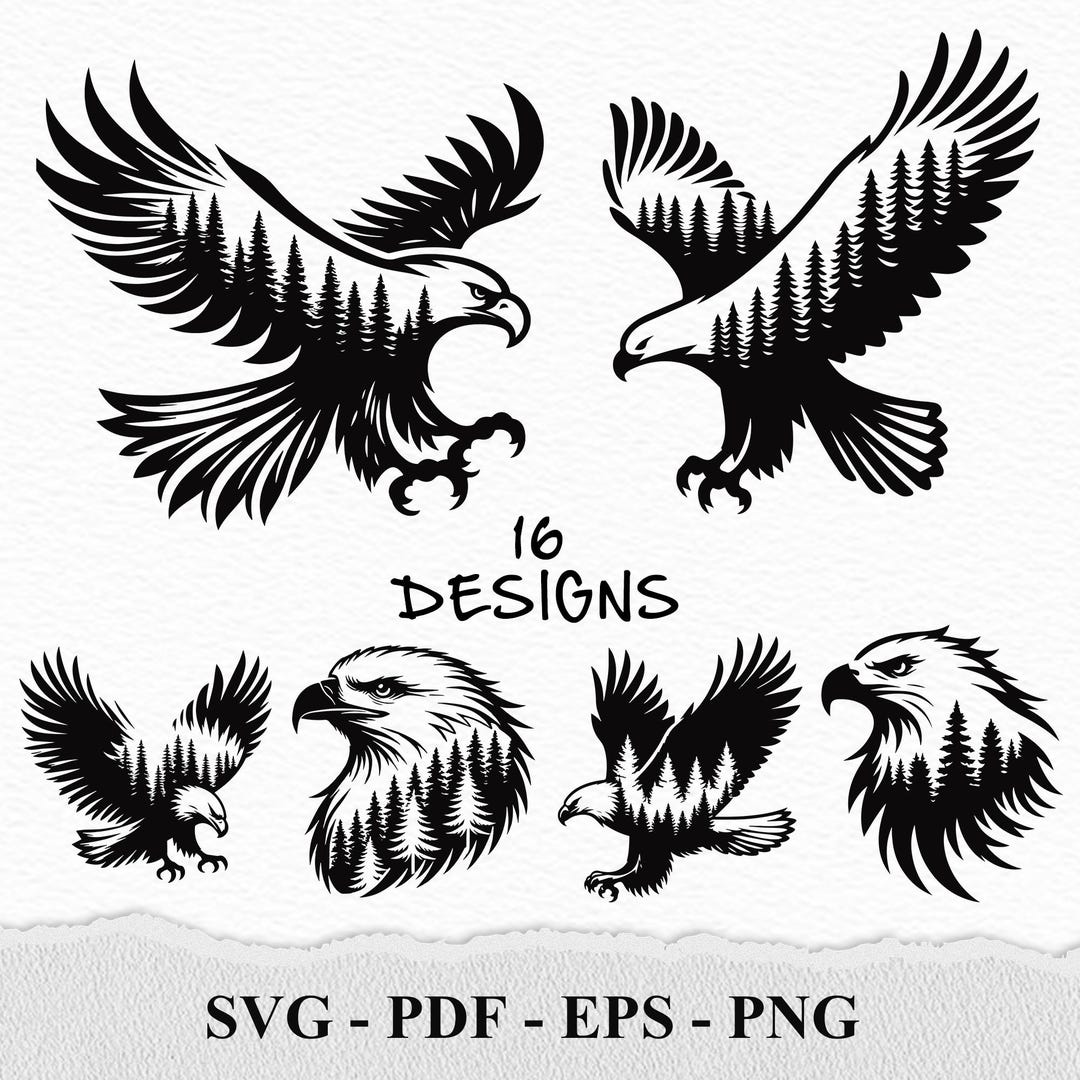 Eagle Forest SVG, Flying Eagle Svg, Hawk Eagle Svg, Eagle Head, Eagle ...