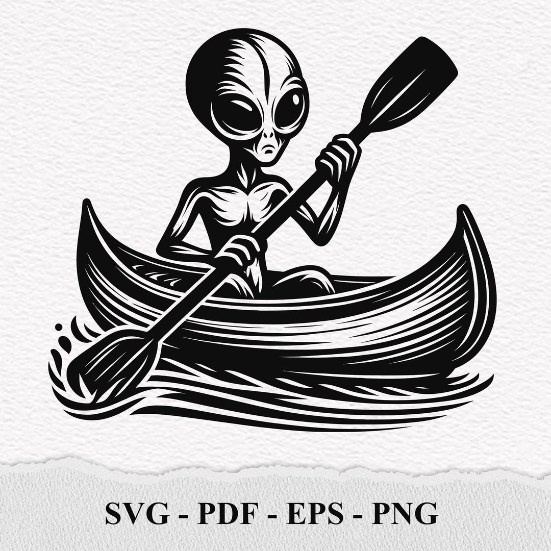 Alien SVG, Alien Rowing Canoe SVG, Canoe Svg, Space SVG, Alien Clipart ...