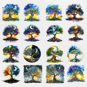 Magic Tree Watercolor, 94 Tree Watercolor, Ancient Magic Tree Bundle ...