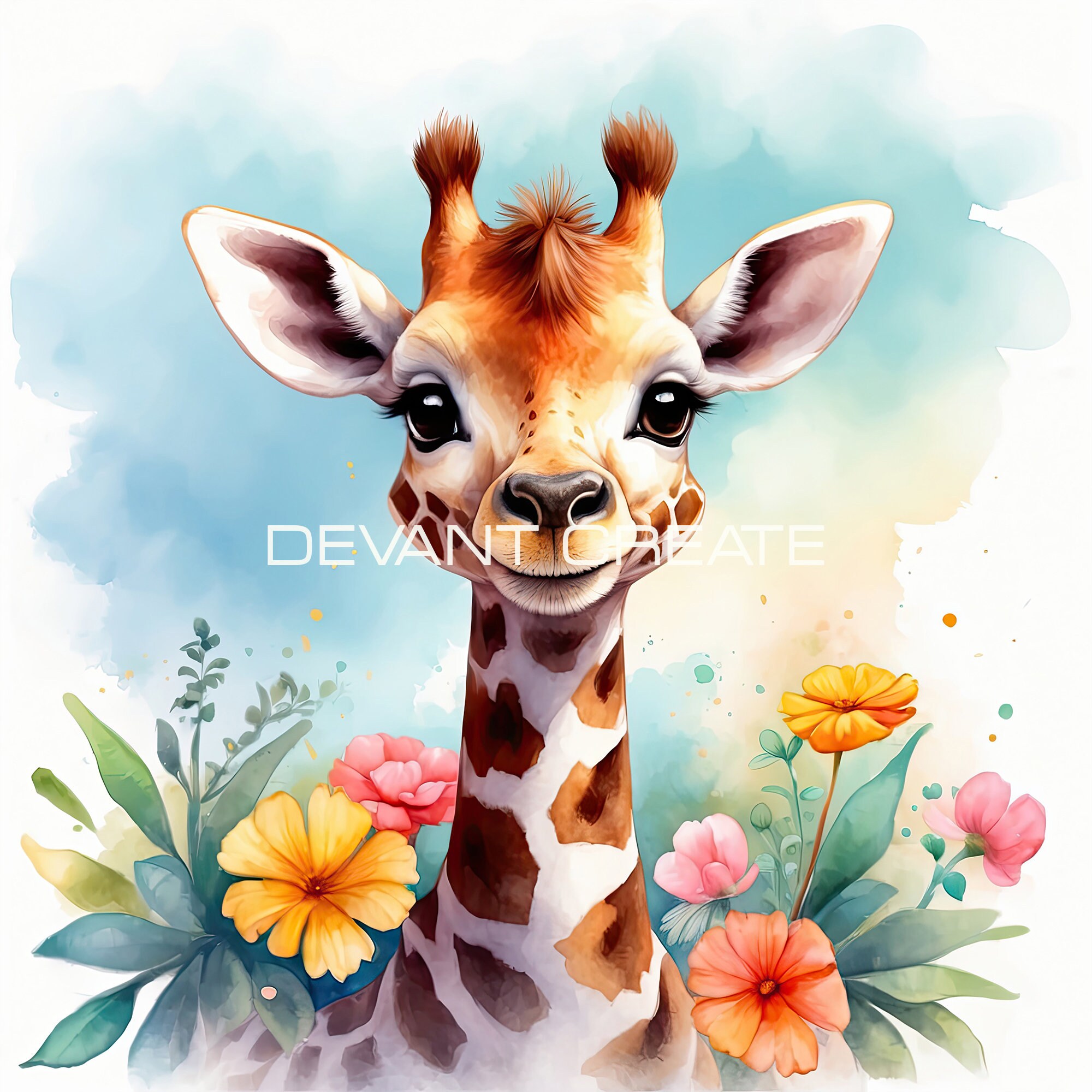 Cute Giraffe Watercolor Clipart Giraffe Head - Etsy