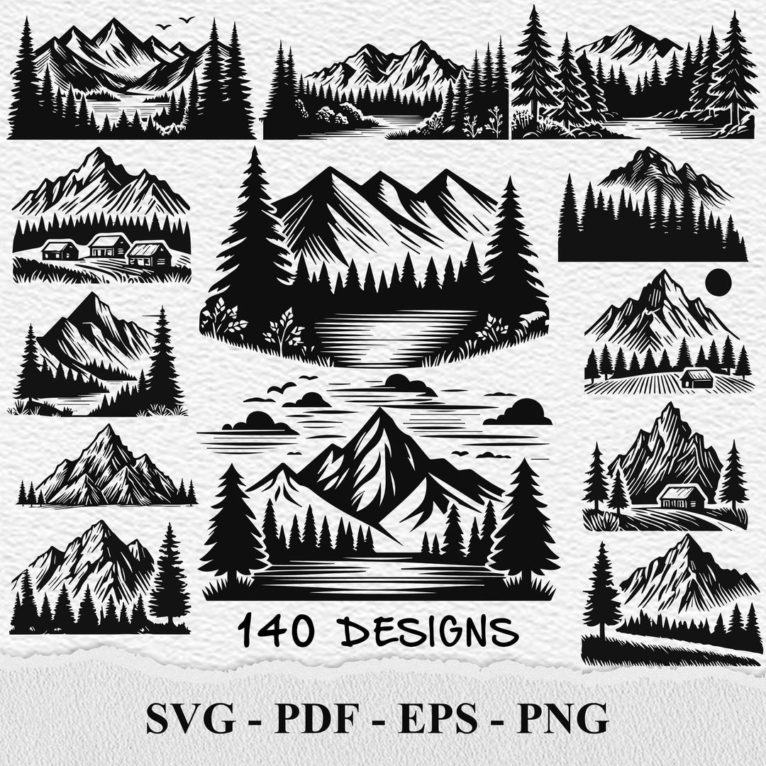 Mountains SVG Bundle, Mountain Forest Svg, Forest Tree, Mountain ...