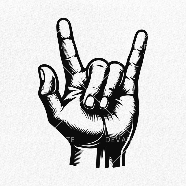 Hand Gesture SVG Bundle: Love, Rockstar, Silhouette Vector (digital ...