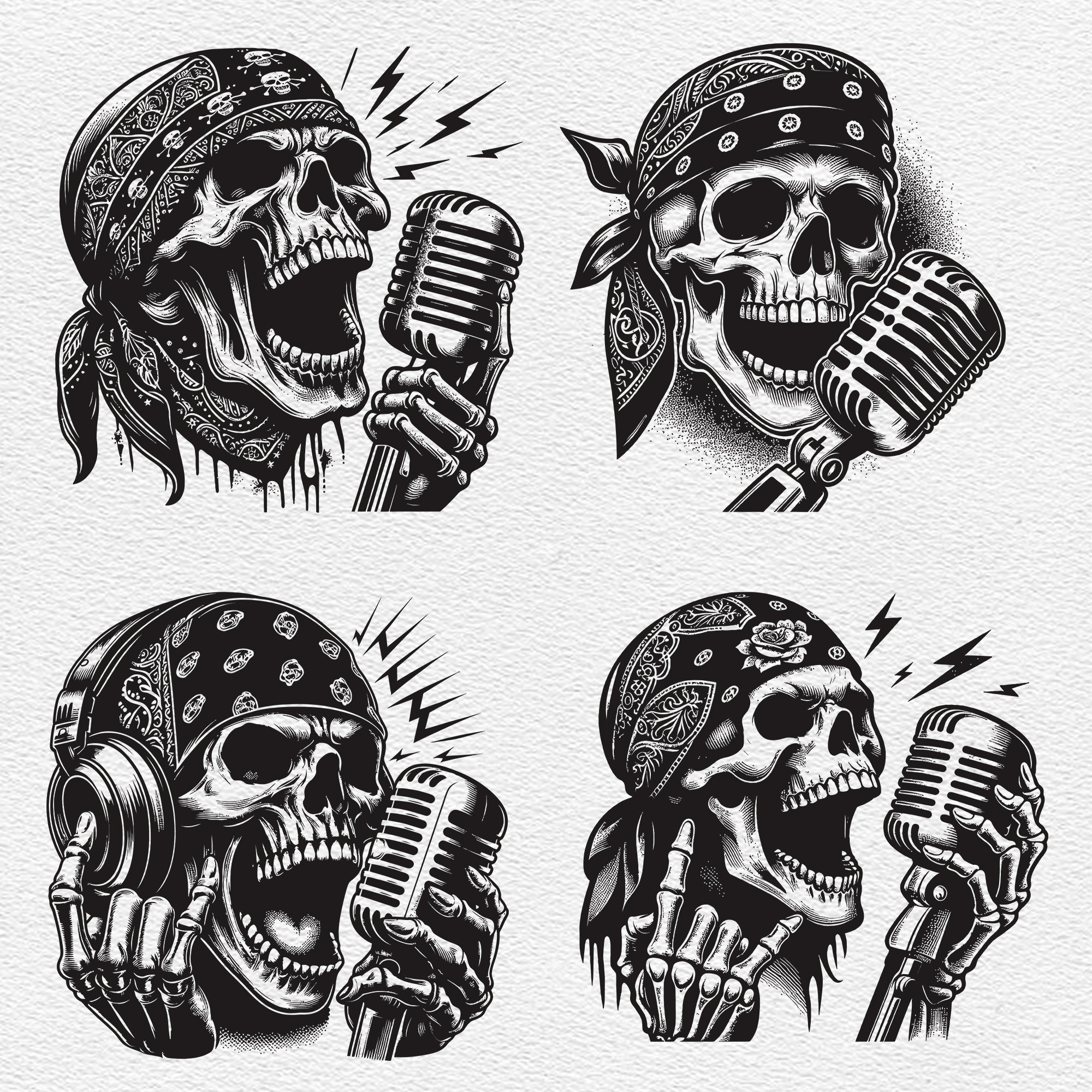 Skull Rocker SVG, Lady Rocker Skull SVG, Punk Rock Skull, Rock and Roll ...