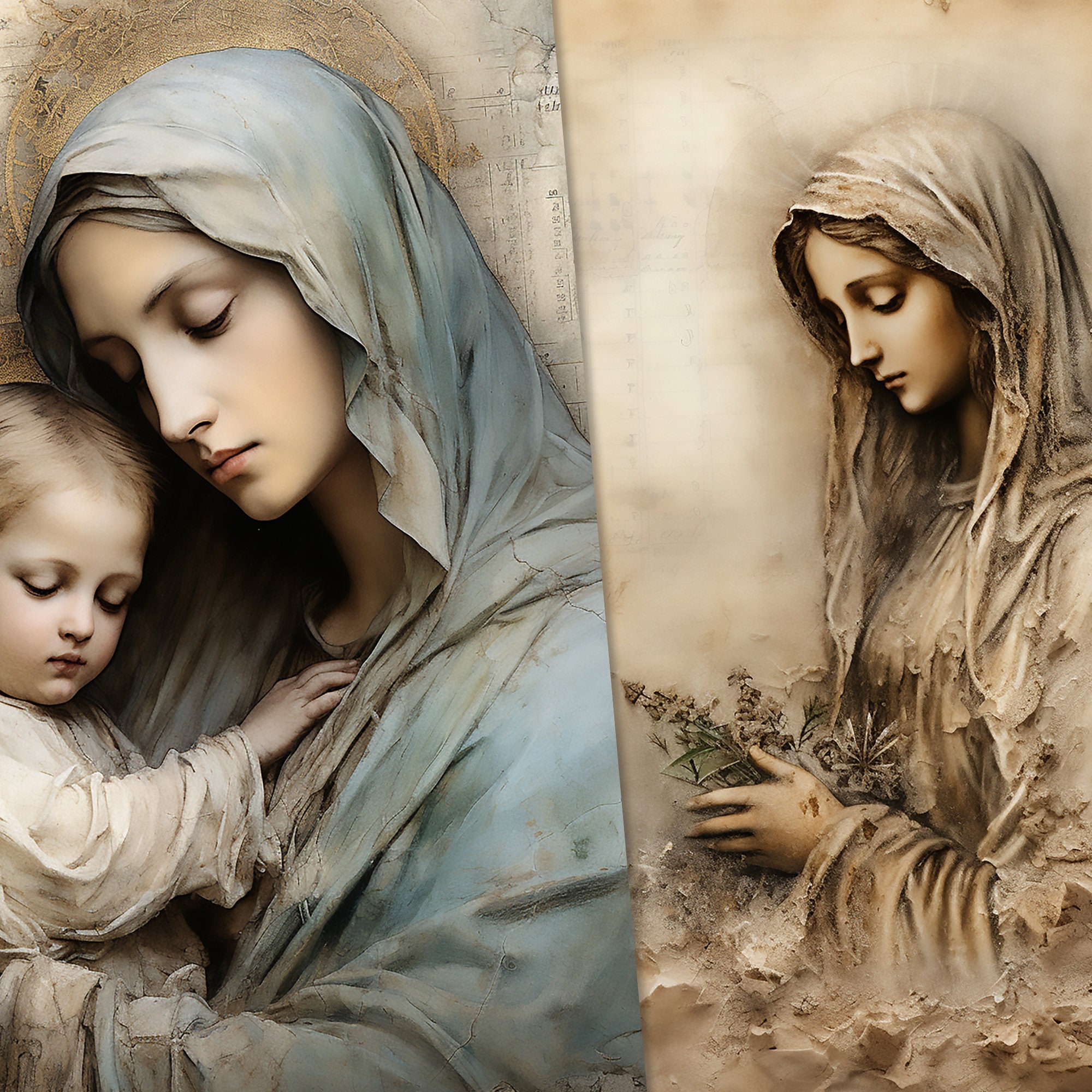 Virgin Mary Junk Journal Page Holy Mother Printable Ephemera For