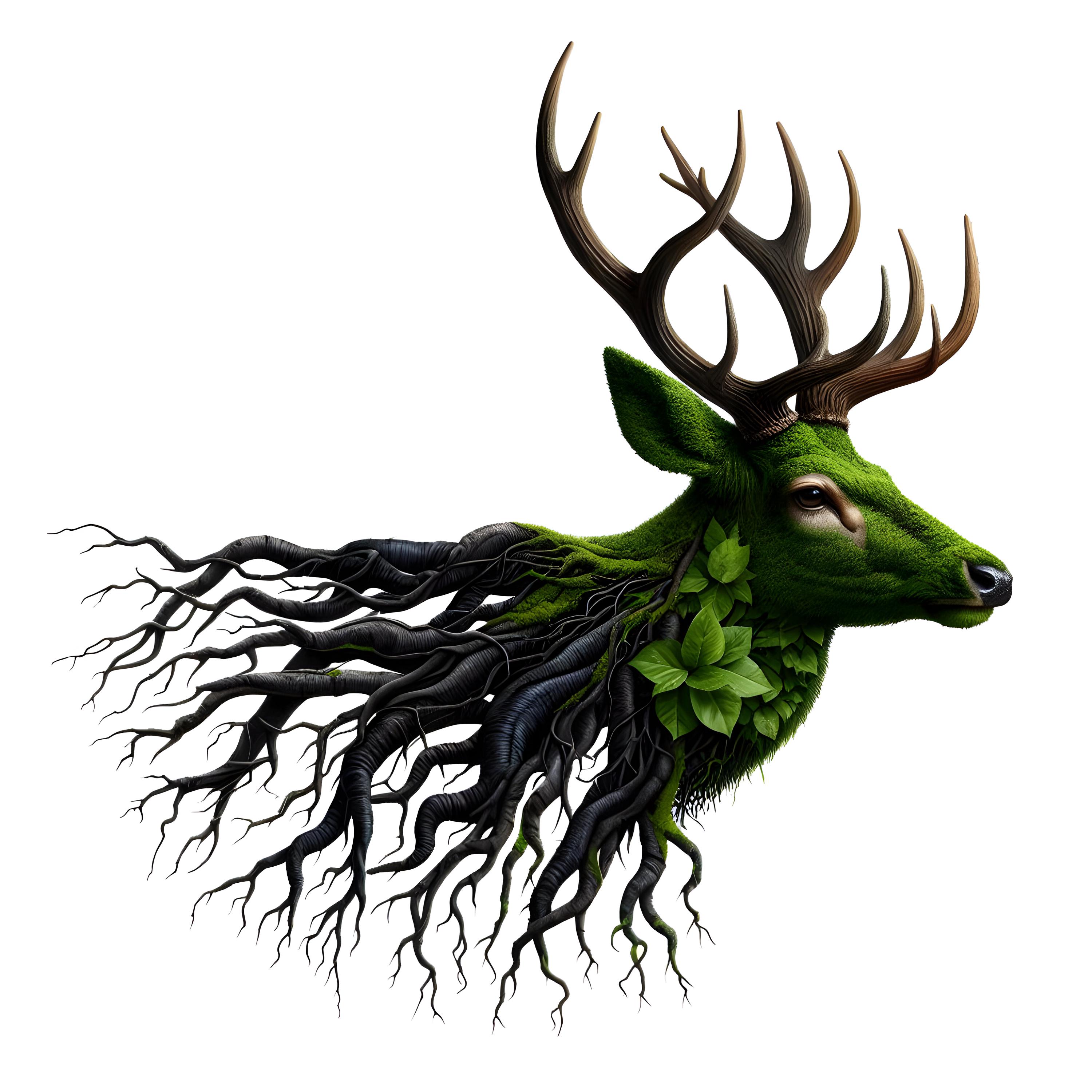 Floral Deer Clipart: Majestic Antlers, Roots & Leaves (PNG, JPEG) - Etsy
