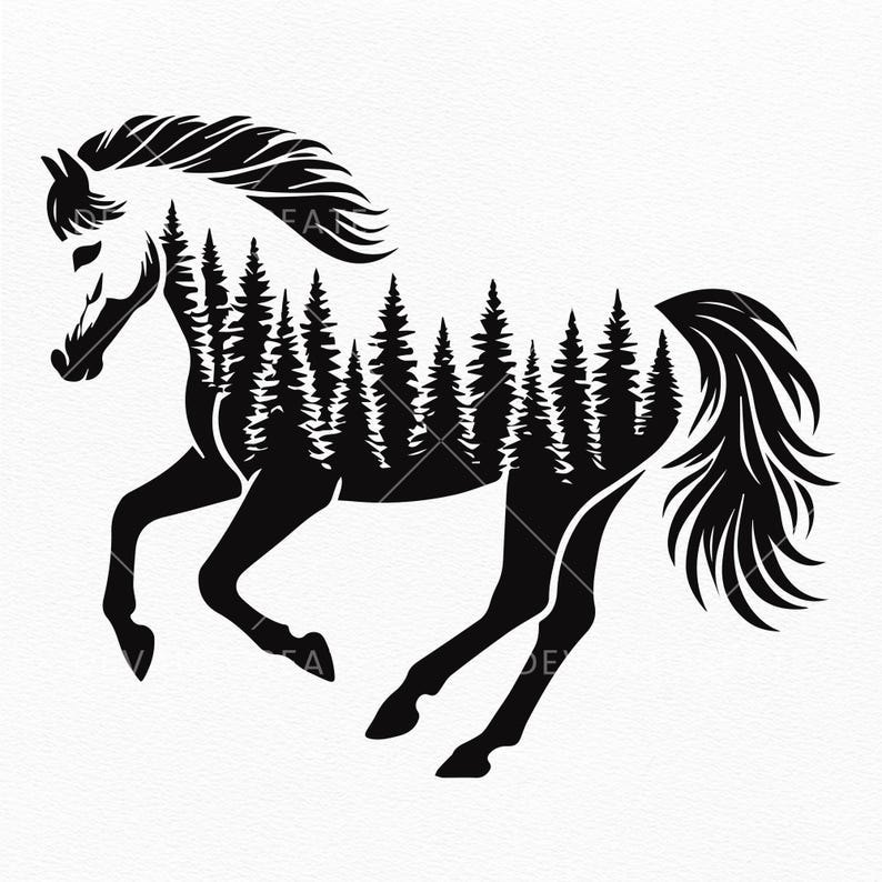 Horse Forest SVG, Horse Head Svg, Horse Tree Svg, Horse Forest ...