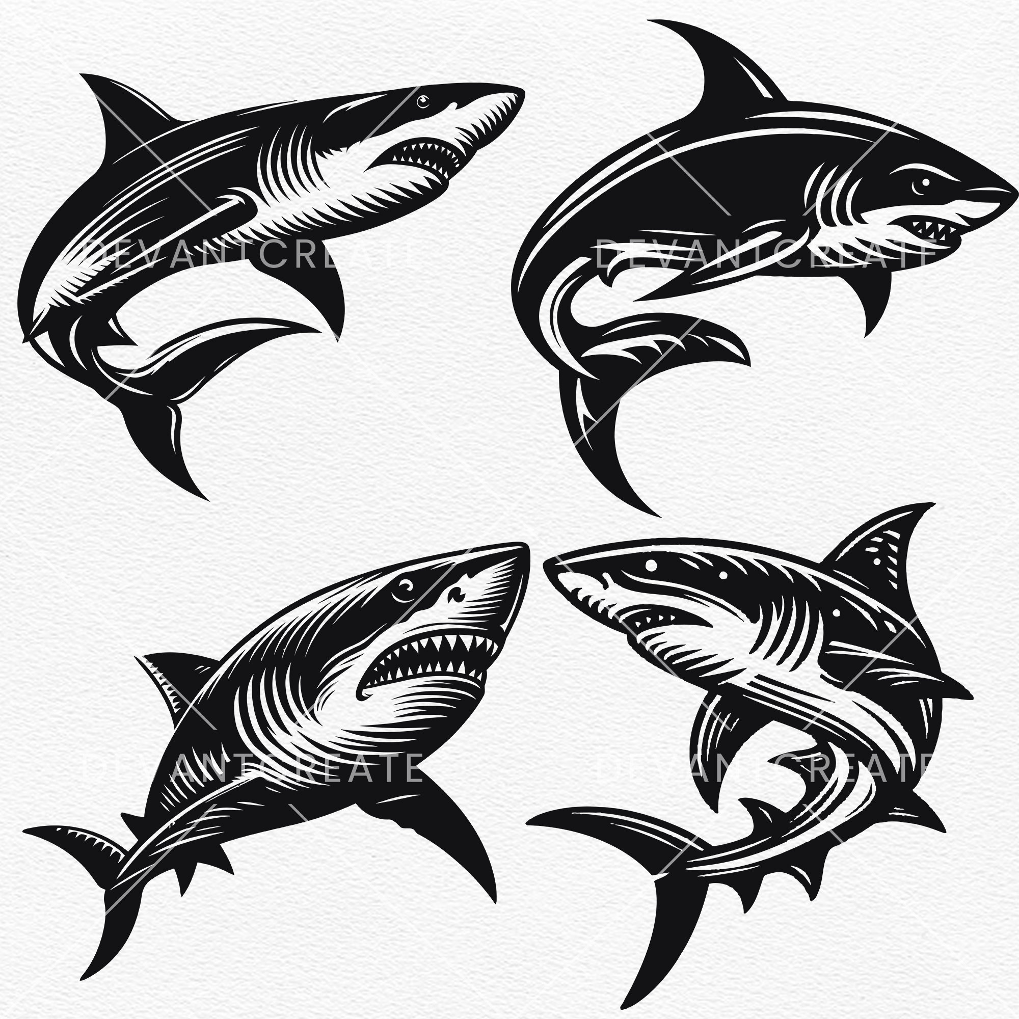 Shark SVG, Shark Bundle Svg, Angry Shark Svg, Shark on the Sea, Shark ...
