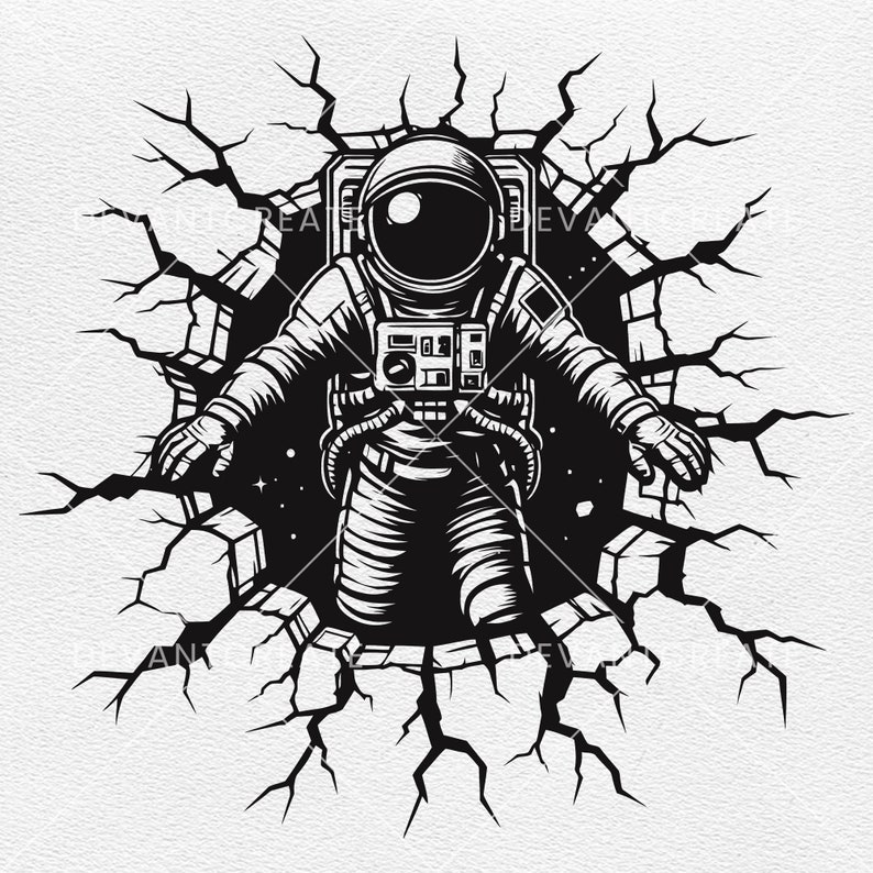 Astronaut SVG, Astronaut on Cracked Wall SVG,, Astronaut Head Clipart ...
