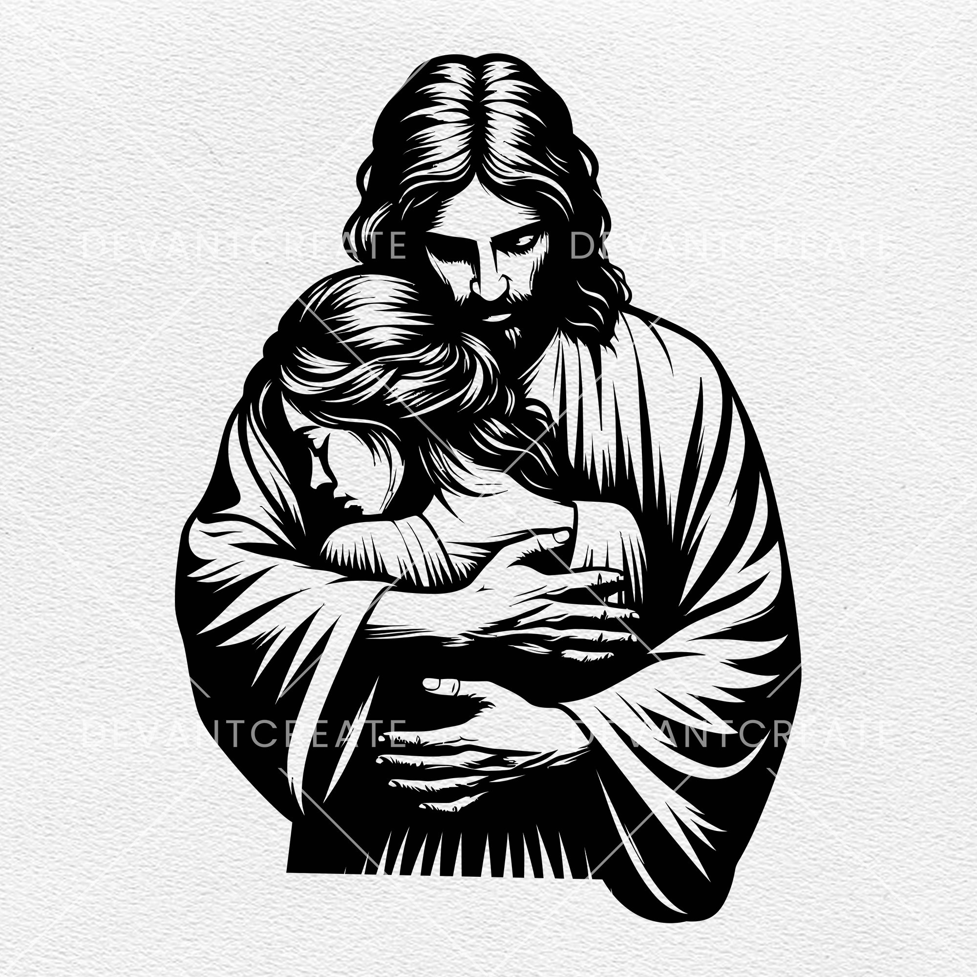 Jesus Hug SVG Bundle – Christian Clipart, Religious Silhouette Vector ...