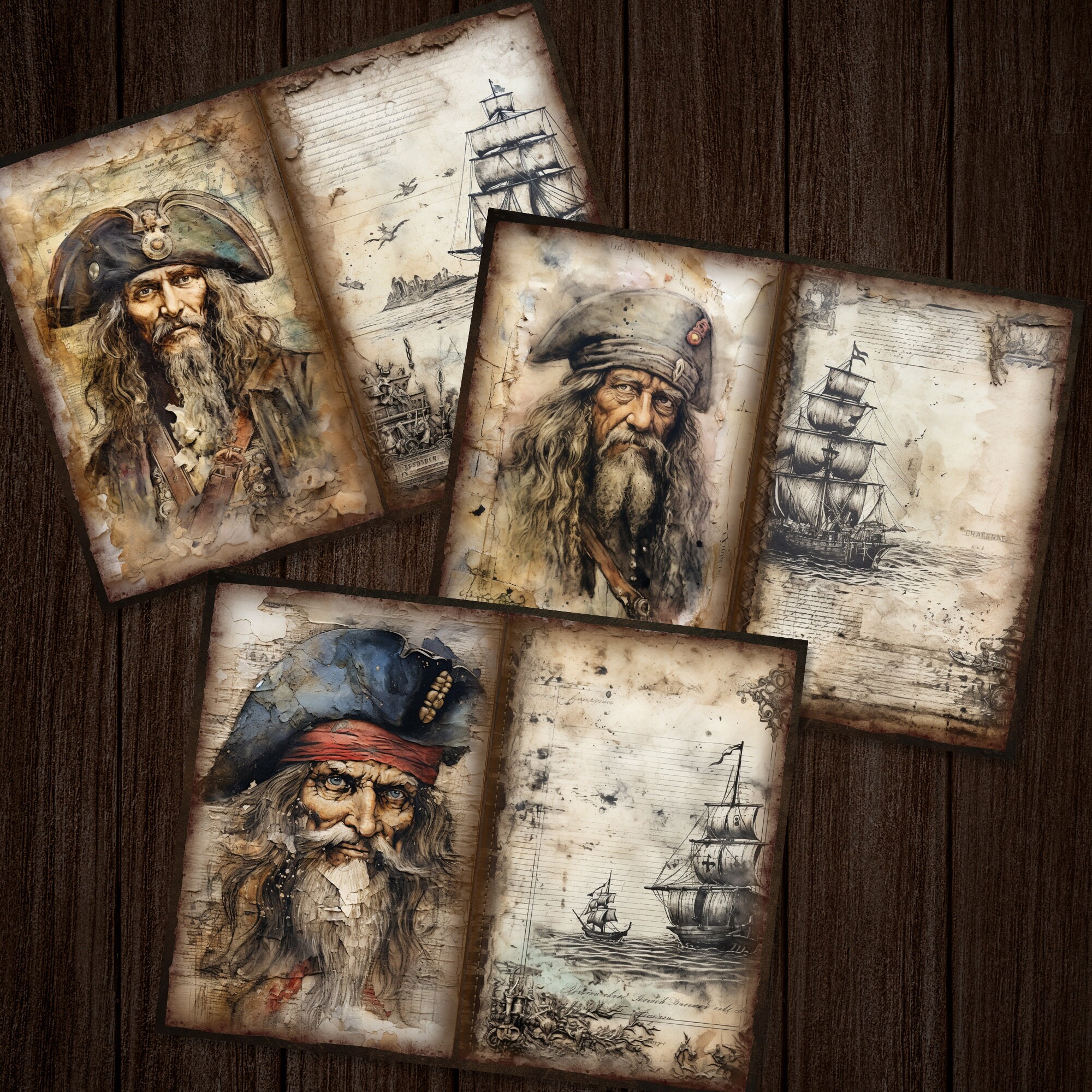 Vintage Pirate Junk Journal Pages: Nautical Scrapbook Paper (digital ...