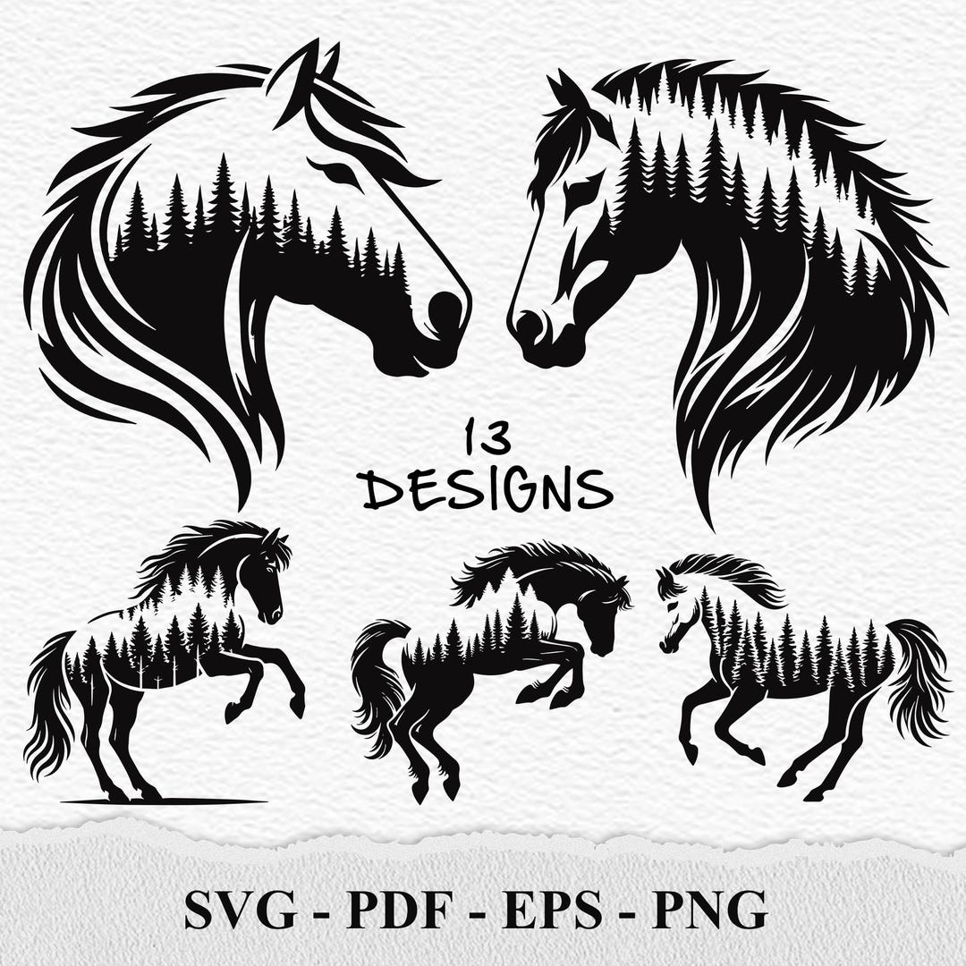 Horse Forest SVG, Horse Head Svg, Horse Tree Svg, Horse Forest ...