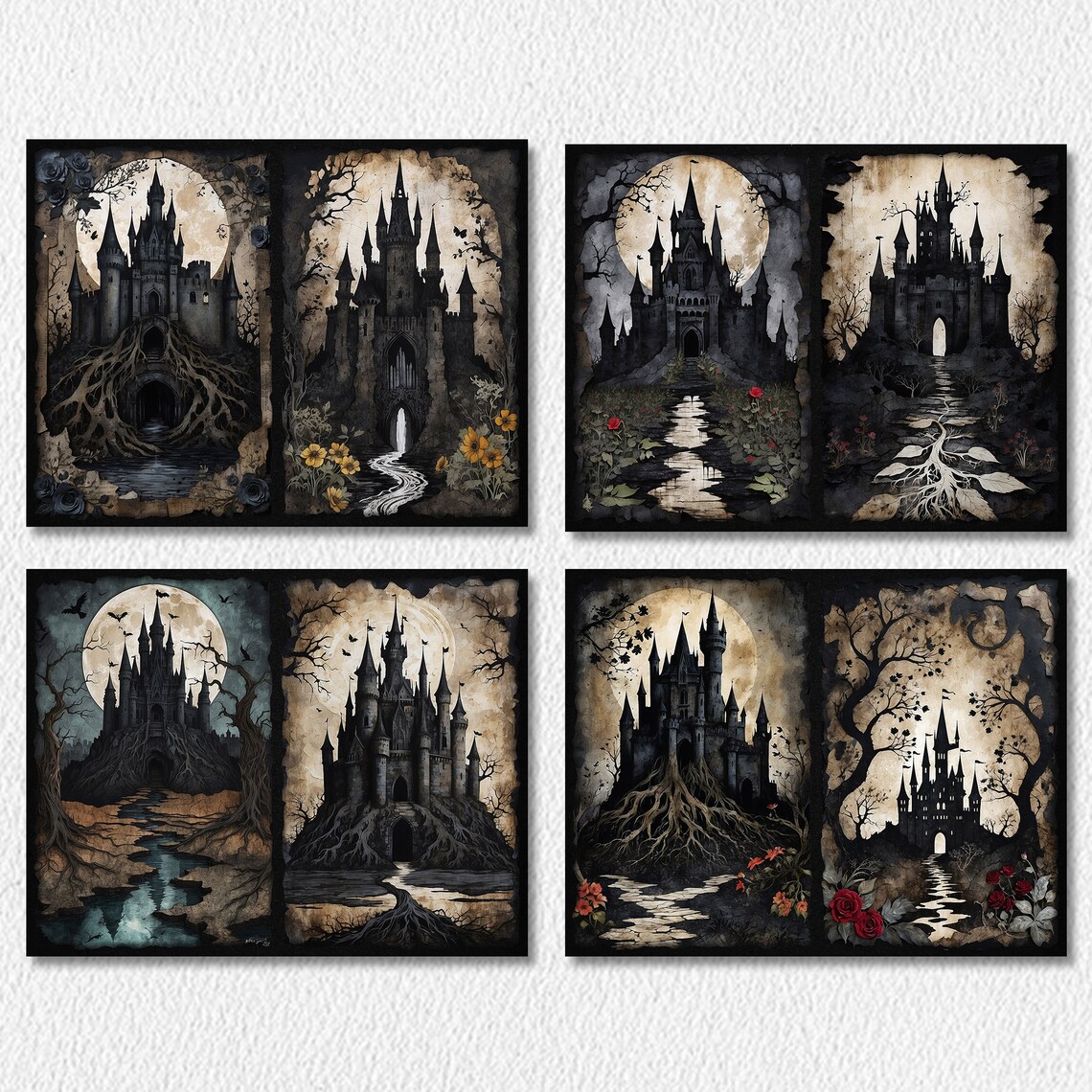 Dark Gothic Castle Junk Journal Pages: Collage Paper (digital Download ...