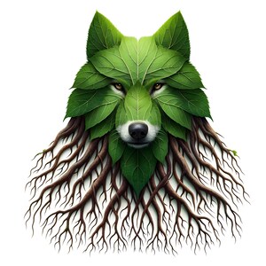 Wolf Clipart, Wolf Roots, Wolf Nature, Forest Wolf, Wolf Roots and Leaf ...
