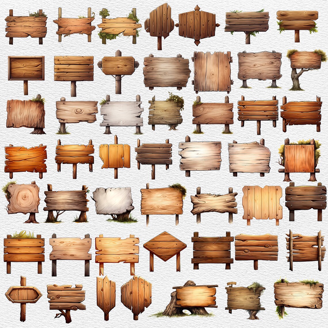 Wooden Sign Watercolor Clipart, 312 PNG Wooden Sign, Wood Sign ...