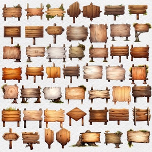 Wooden Sign Watercolor Clipart, 312 PNG Wooden Sign, Wood Sign ...