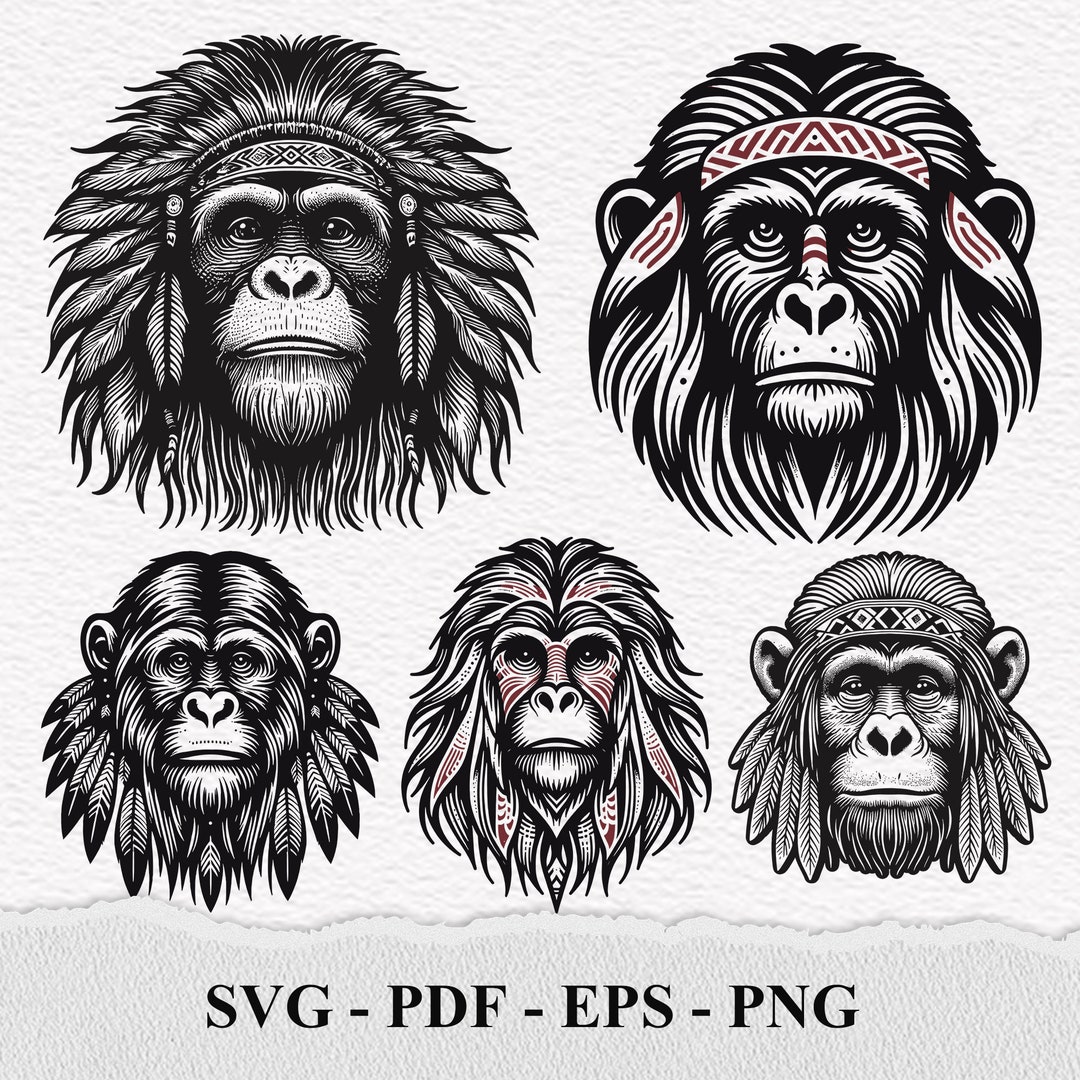 Native American Monkey Gorilla SVG, Native American Monkey Svg, Native ...