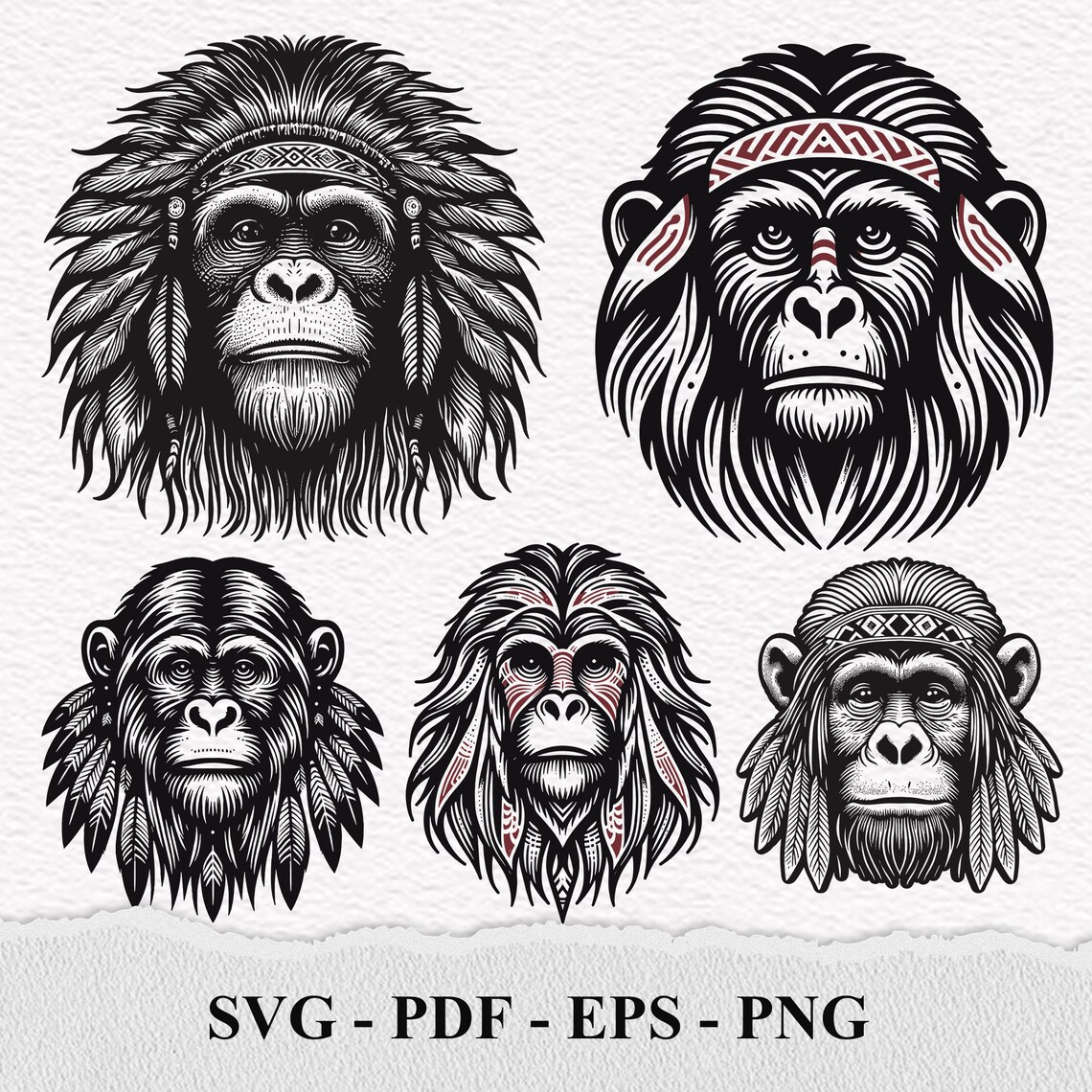 Native American Monkey Gorilla SVG Clipart (digital Files) - Etsy