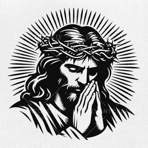 Jesus Praying SVG Bundle: Vintage Christian Clipart (digital Download ...
