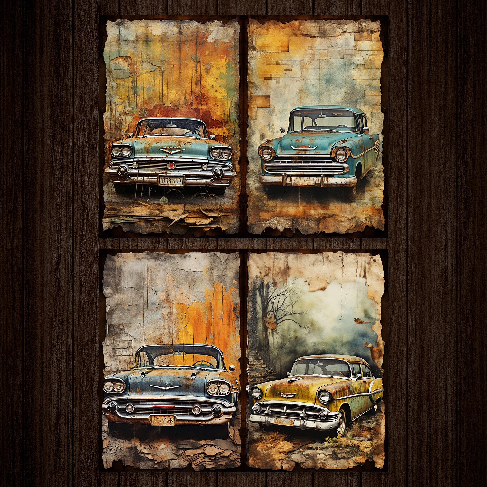 Old Classic Car Junk Journal Page, Classic Car, Old Car, Old Classic ...