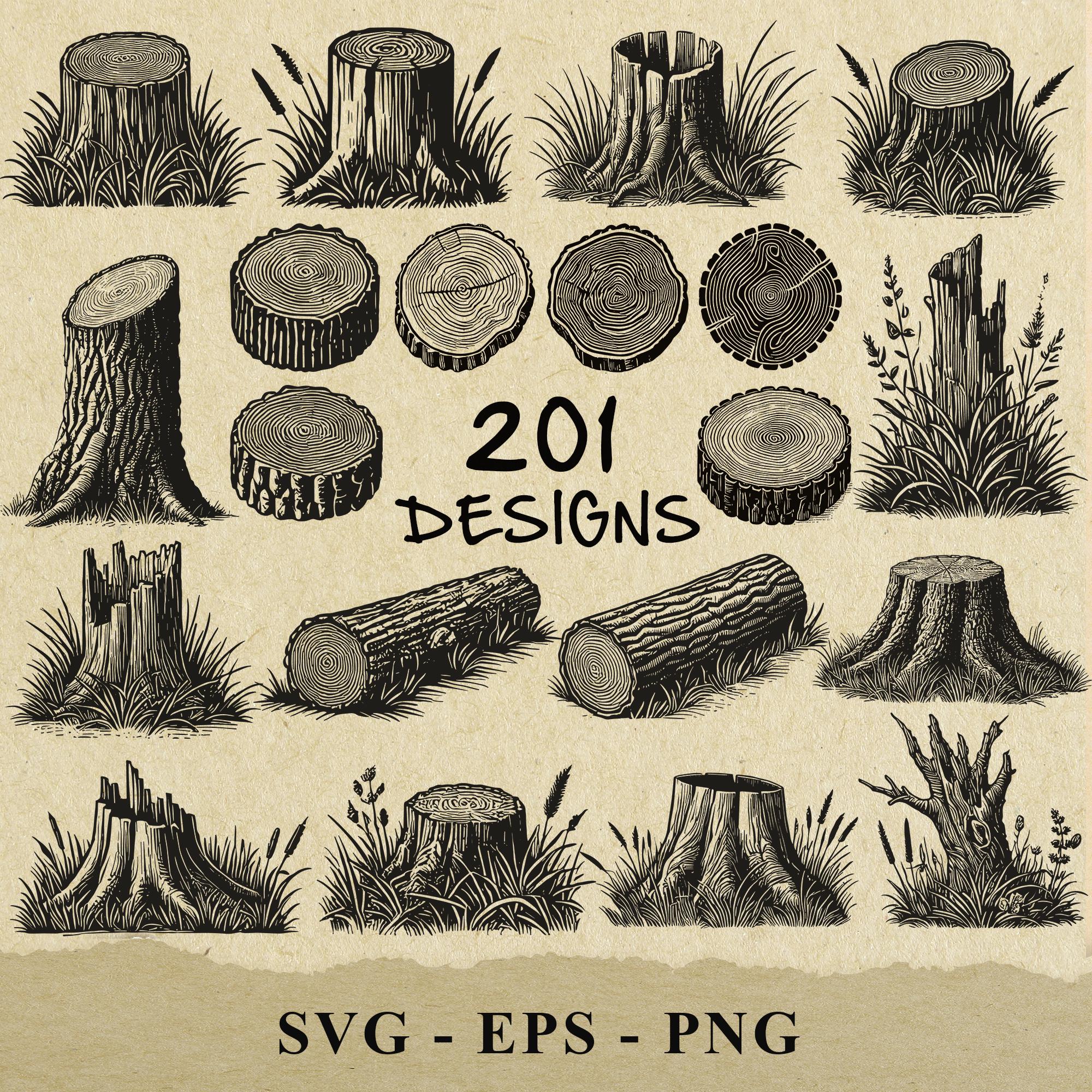 Tree Stump SVG Bundle: Rustic Wood Slice Clipart (200+ Designs) - Etsy