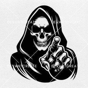 Grim Reaper Pointing Finger SVG, Ponting Finger SVG, Skeleton Pointing ...