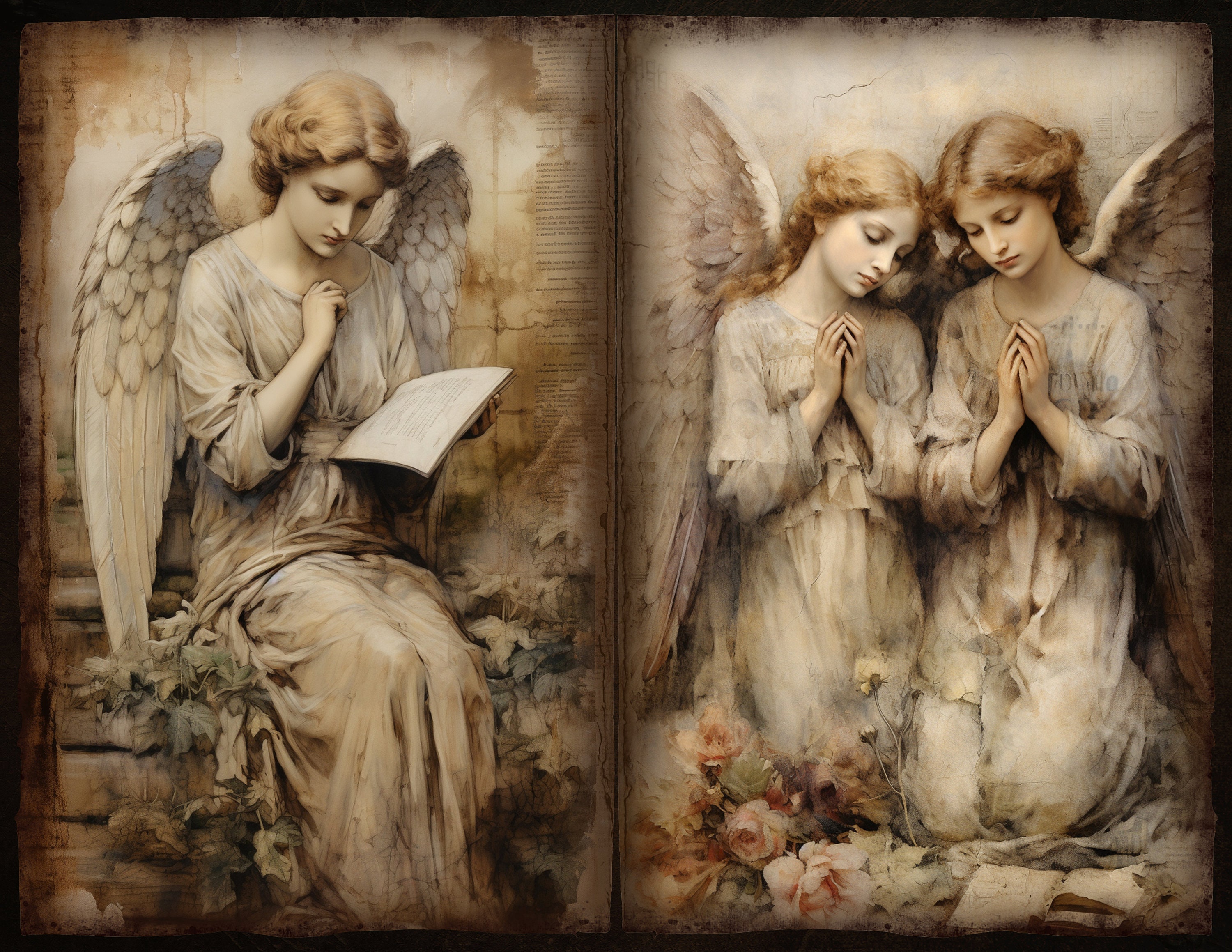 Praying Angel Junk Journal Pages: Printable Scrapbook Kit (digital ...