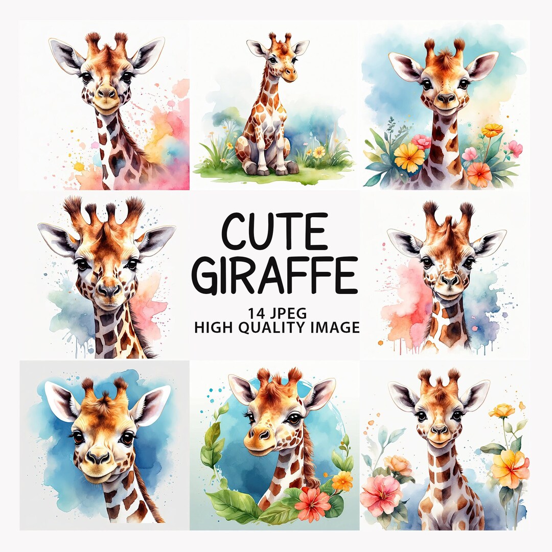 Cute Giraffe Watercolor Clipart, Giraffe Head - Etsy