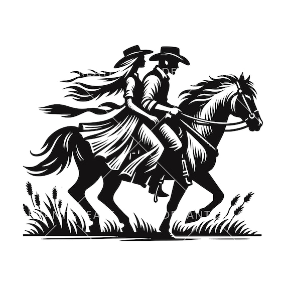 Silueta Vaquero Y Vaquera Amor Vaquera En Silueta De Estilo Salvaje
