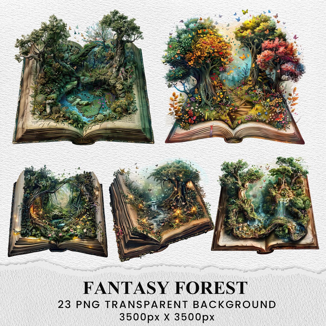 Fantasy Forest Book, 23 Fantasy Forest Watercolor Clipart, Jungle ...