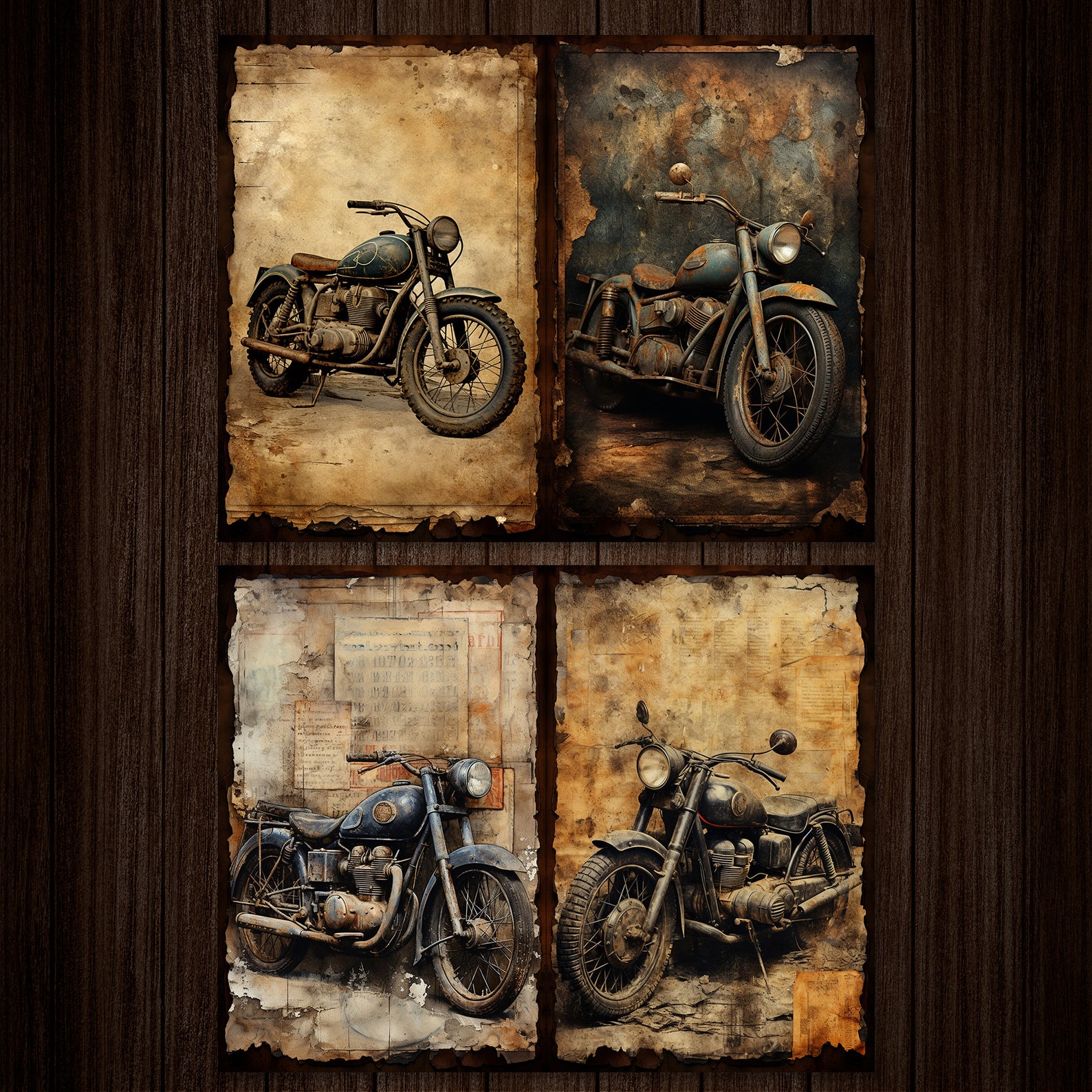 Old Classic Motorcycle Junk Journal Page, Classic Motorcycle, Old ...