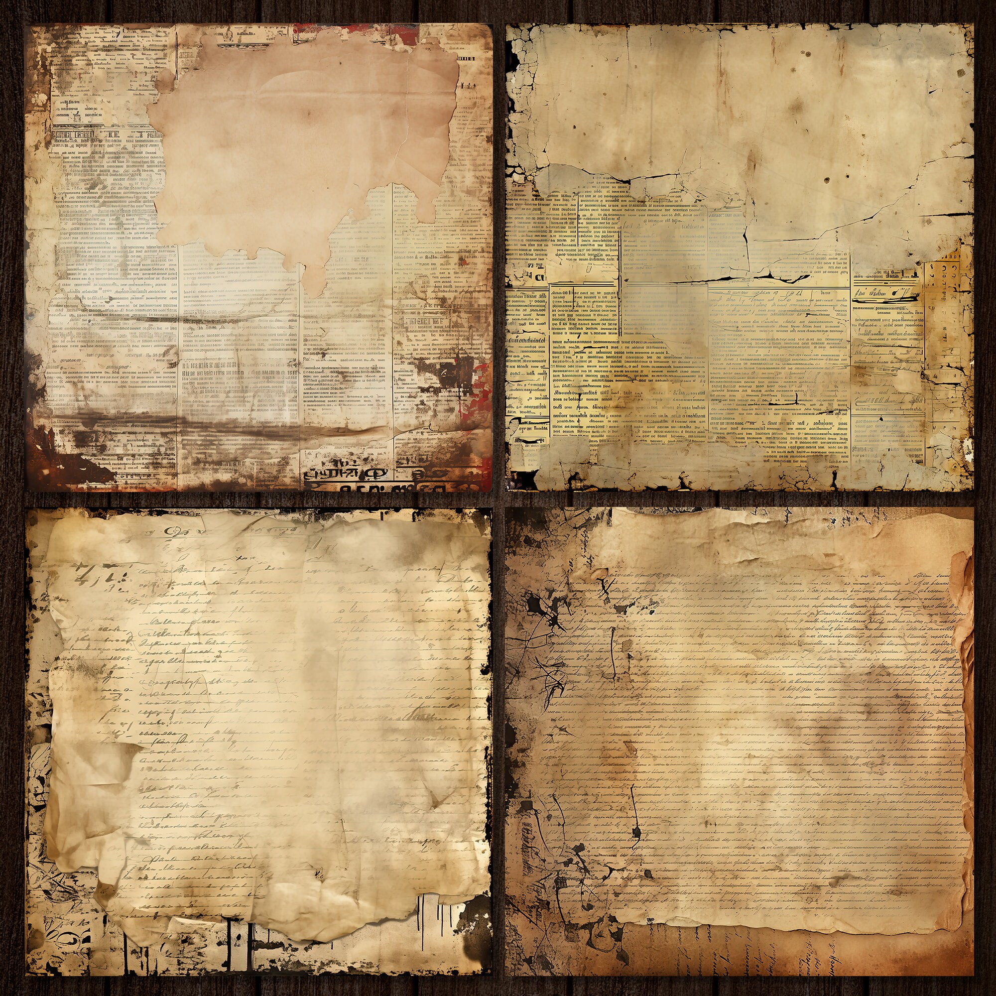Old Newspaper Textures Printable, Old Paper, Digital Papers, Grunge ...
