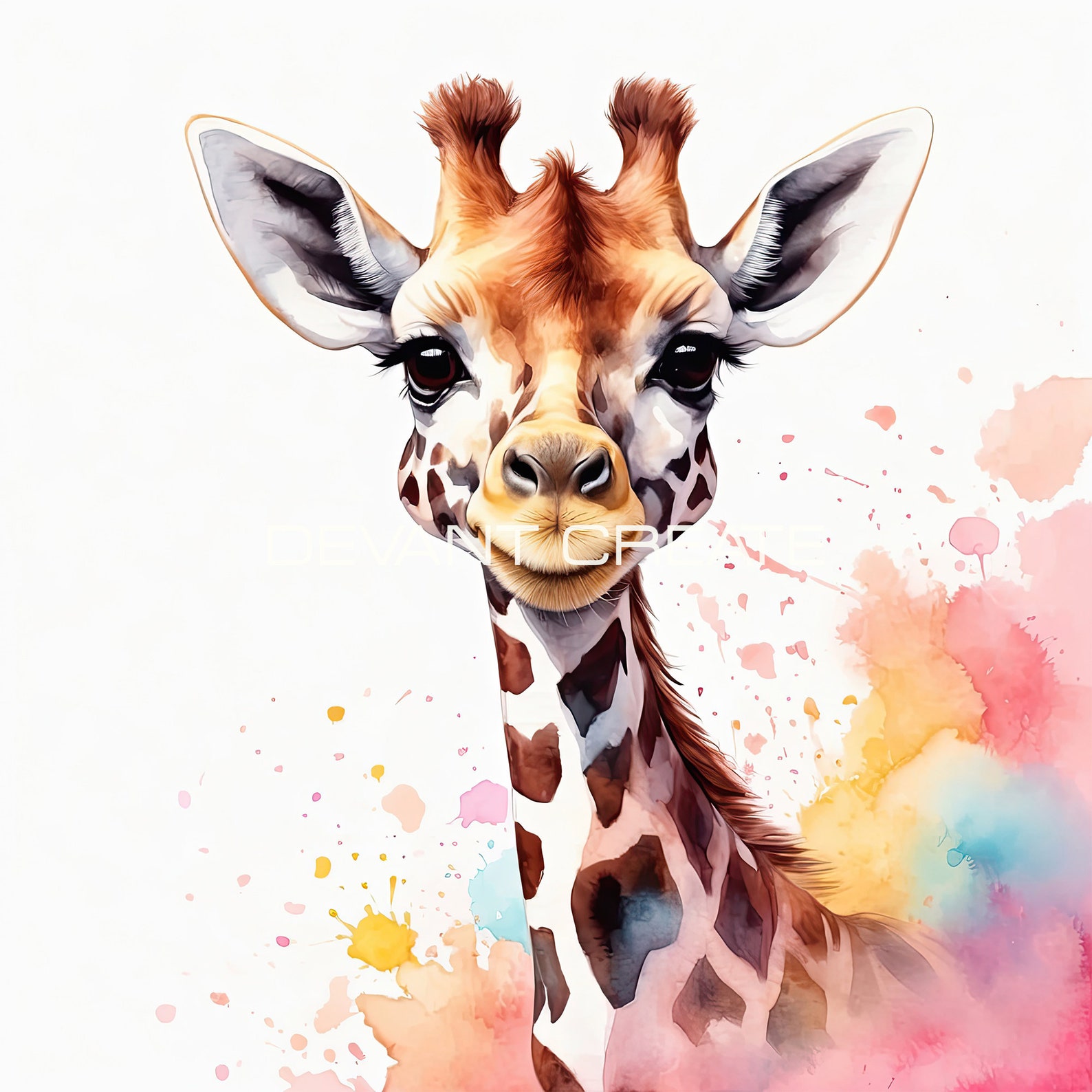 Cute Giraffe Watercolor Clipart Giraffe Head - Etsy