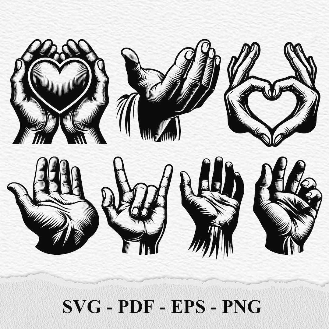 Hand Gesture SVG, Various Hand Gesture, Love Gesture Hand, Rockstar ...