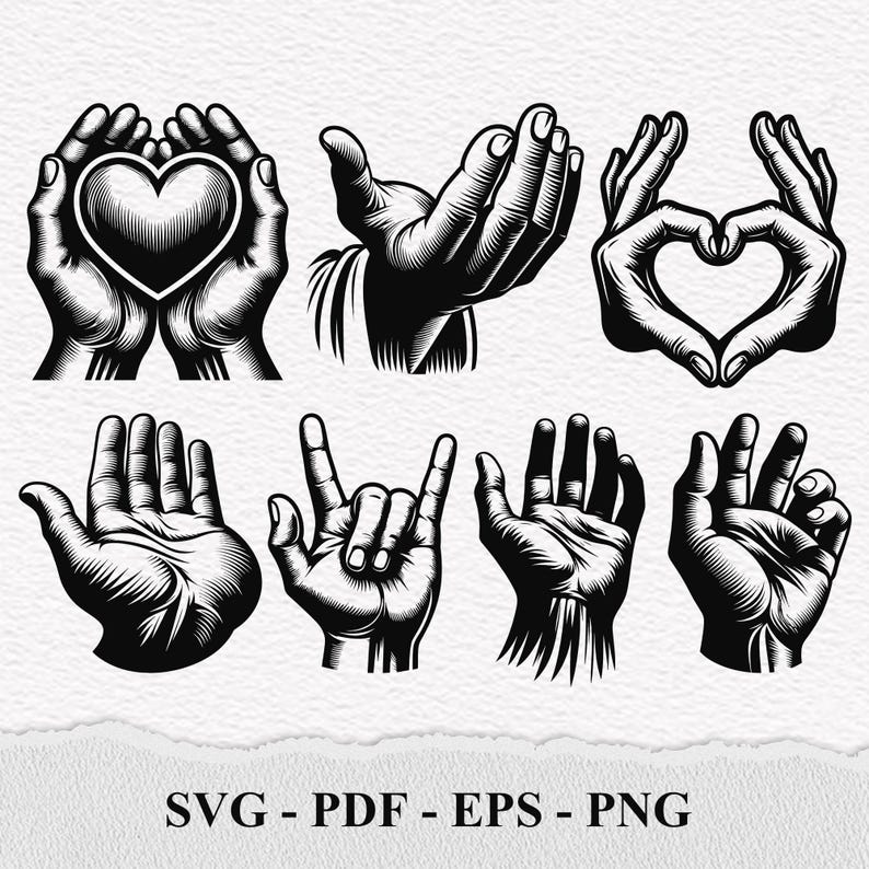 Hand Gesture SVG, Various Hand Gesture, Love Gesture Hand, Rockstar ...