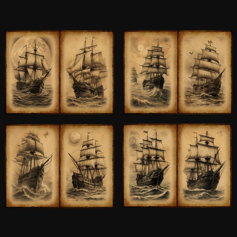 Pirate Junk Journal Pages, Old Ship Printable, Pirates Ship Digital ...